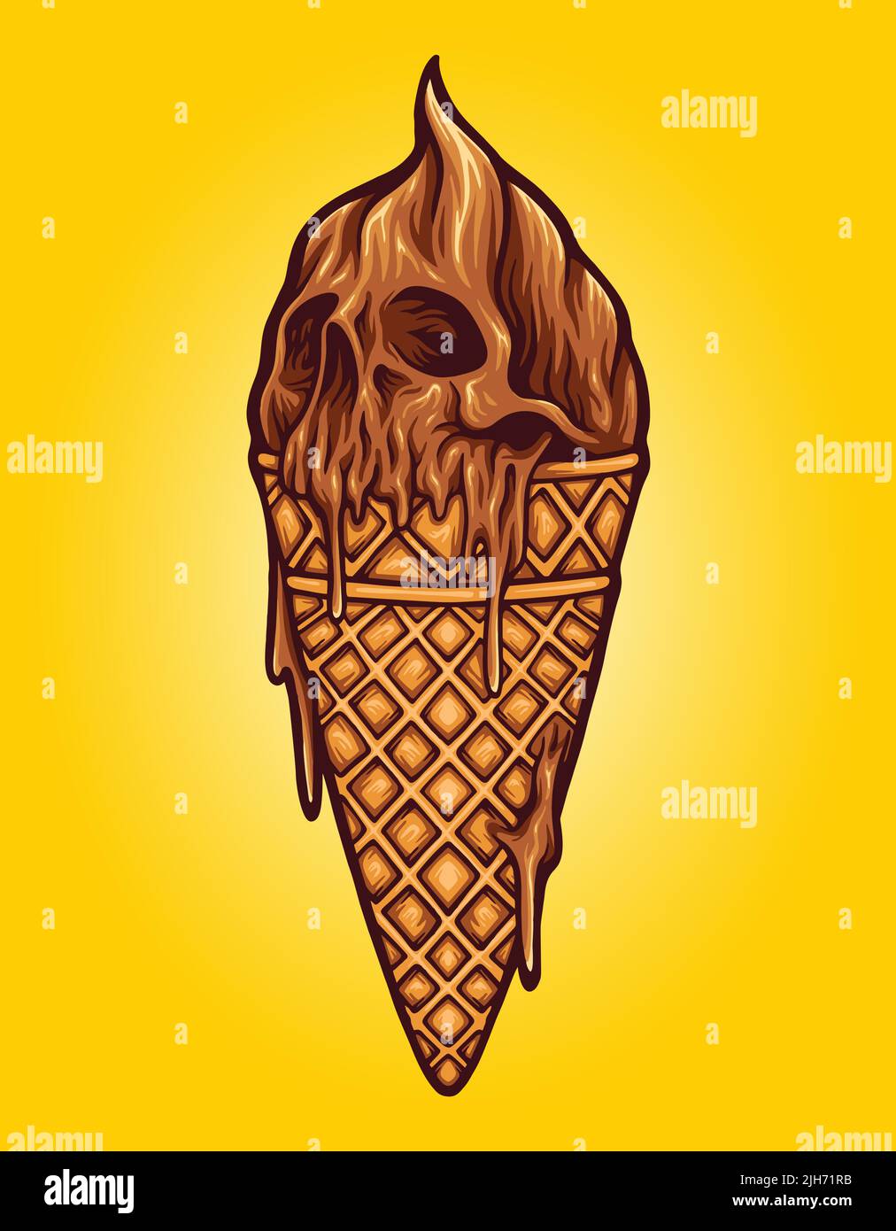 Delicious chocolate ice cream skull vector illustrations for your work ...