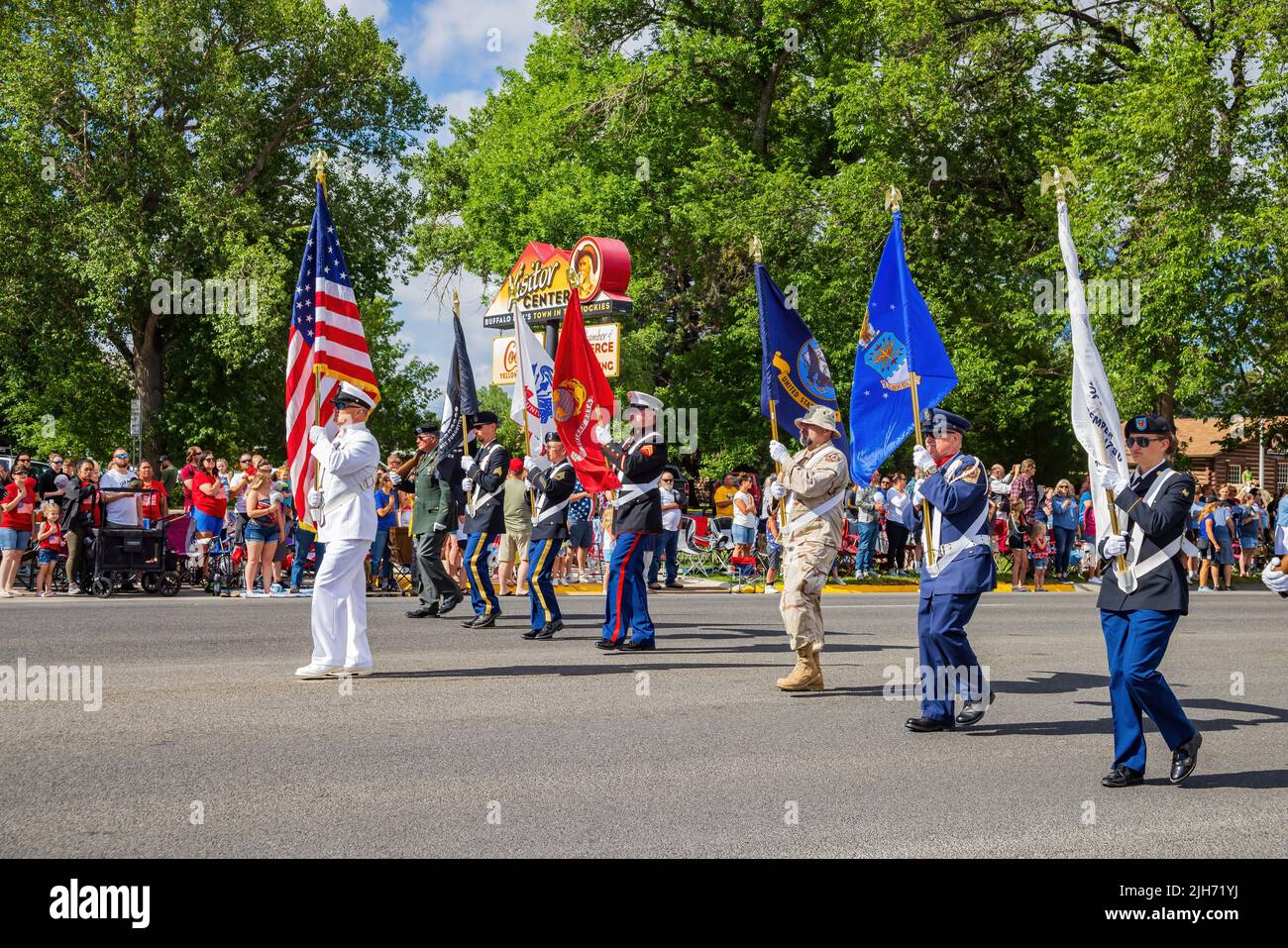 Wyoming, JUL 4 2022 - Sunny view of the famous Cody Stampede Parade ...