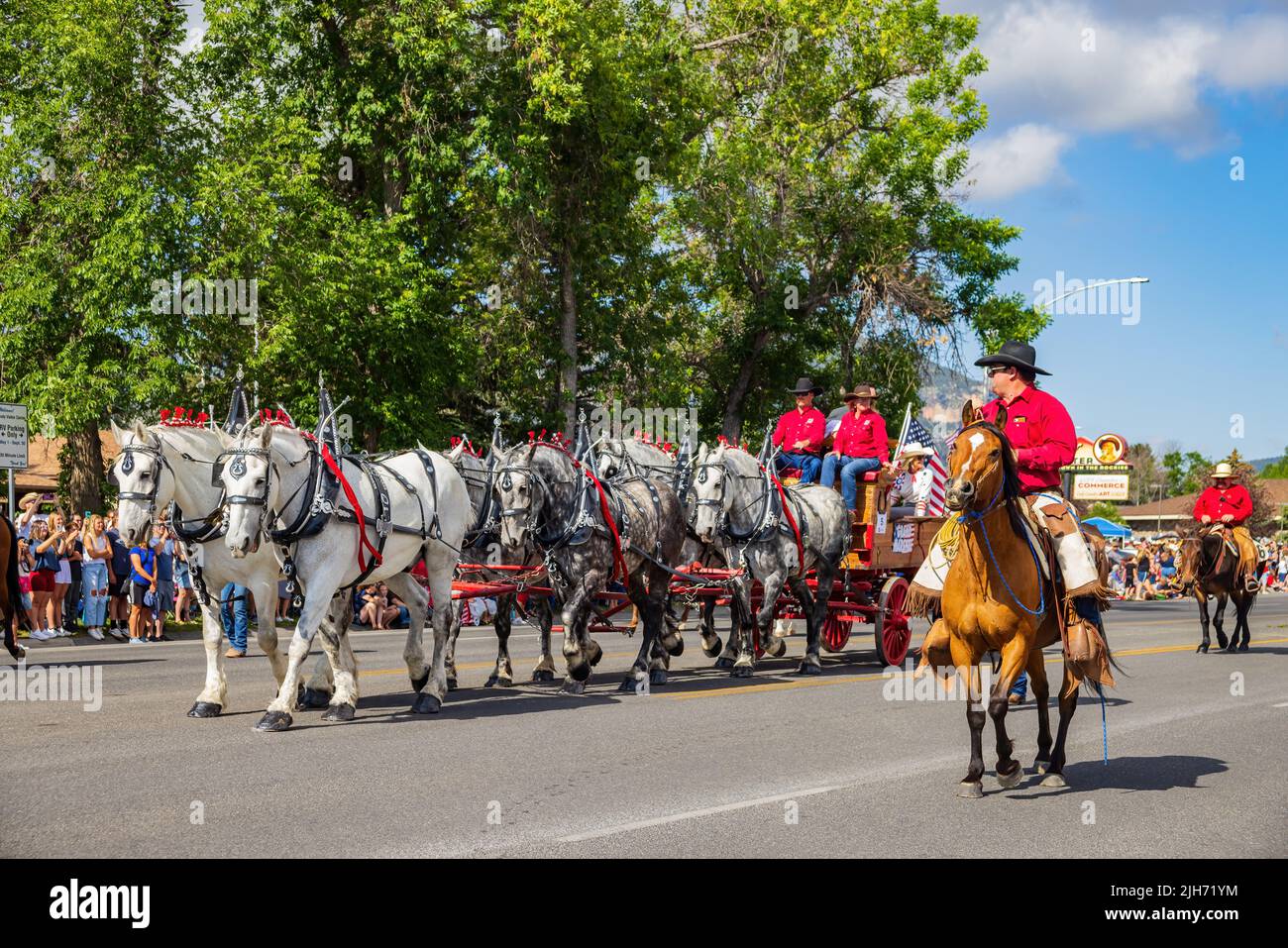 Wyoming, JUL 4 2022 - Sunny view of the famous Cody Stampede Parade ...