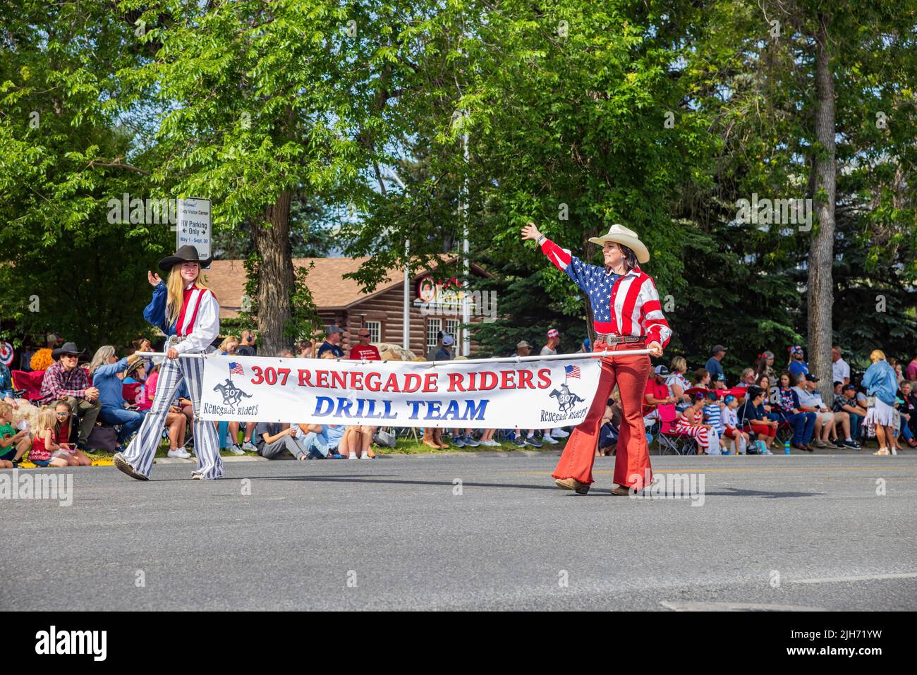 Wyoming, JUL 4 2022 - Sunny view of the famous Cody Stampede Parade ...