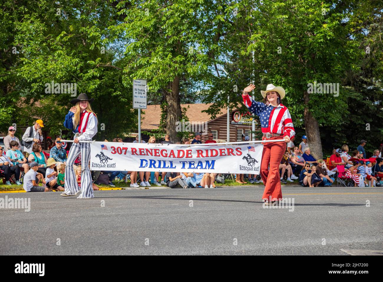 Wyoming, JUL 4 2022 - Sunny view of the famous Cody Stampede Parade ...