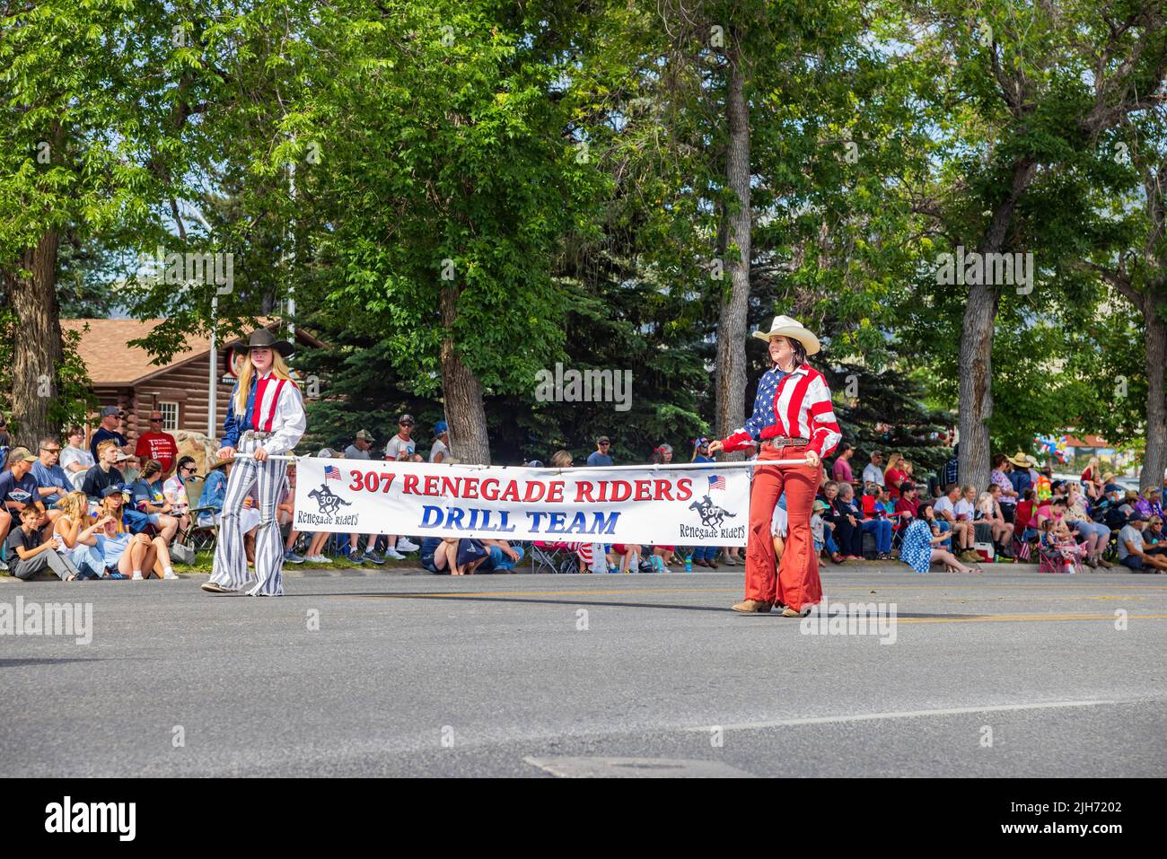 Wyoming, JUL 4 2022 - Sunny view of the famous Cody Stampede Parade ...