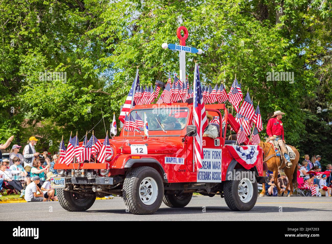 Wyoming, JUL 4 2022 - Sunny view of the famous Cody Stampede Parade ...