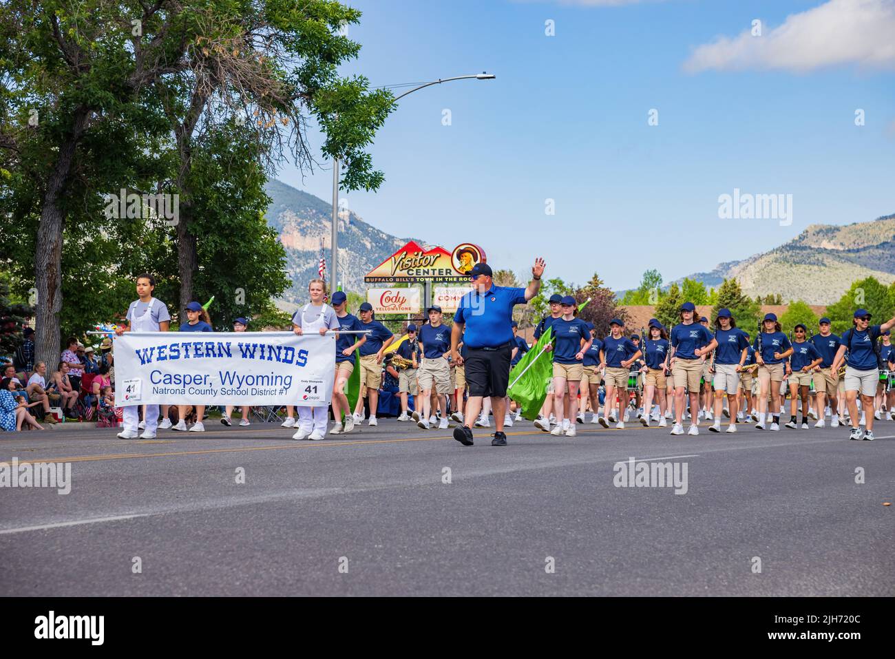Wyoming, JUL 4 2022 - Sunny view of the famous Cody Stampede Parade ...