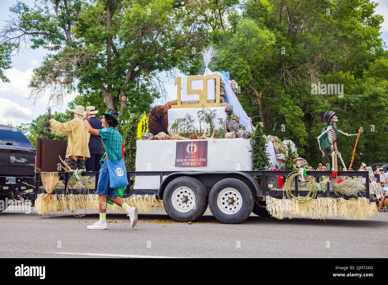 Wyoming, JUL 4 2022 - Sunny view of the famous Cody Stampede Parade ...