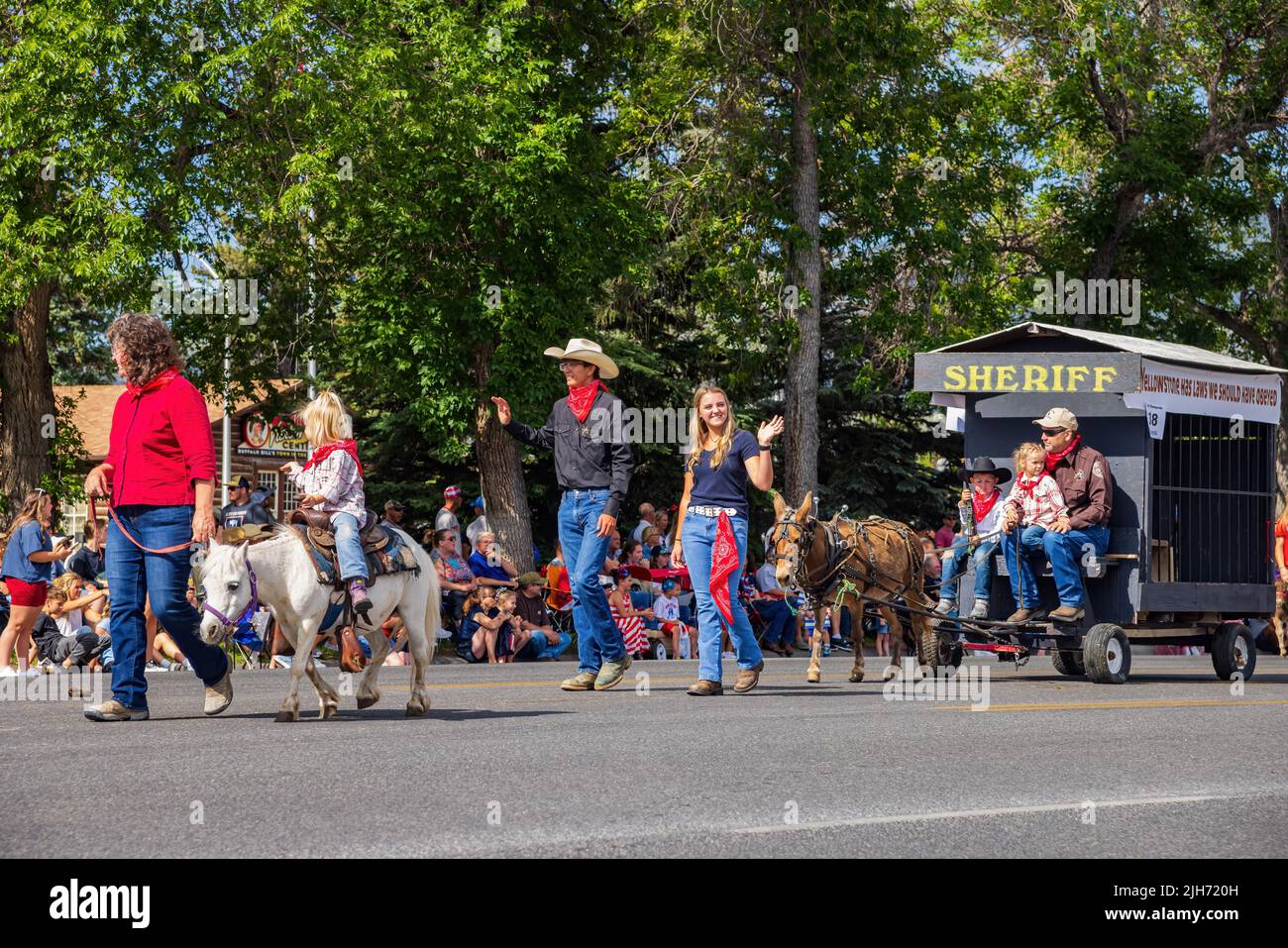 Wyoming, JUL 4 2022 - Sunny view of the famous Cody Stampede Parade ...