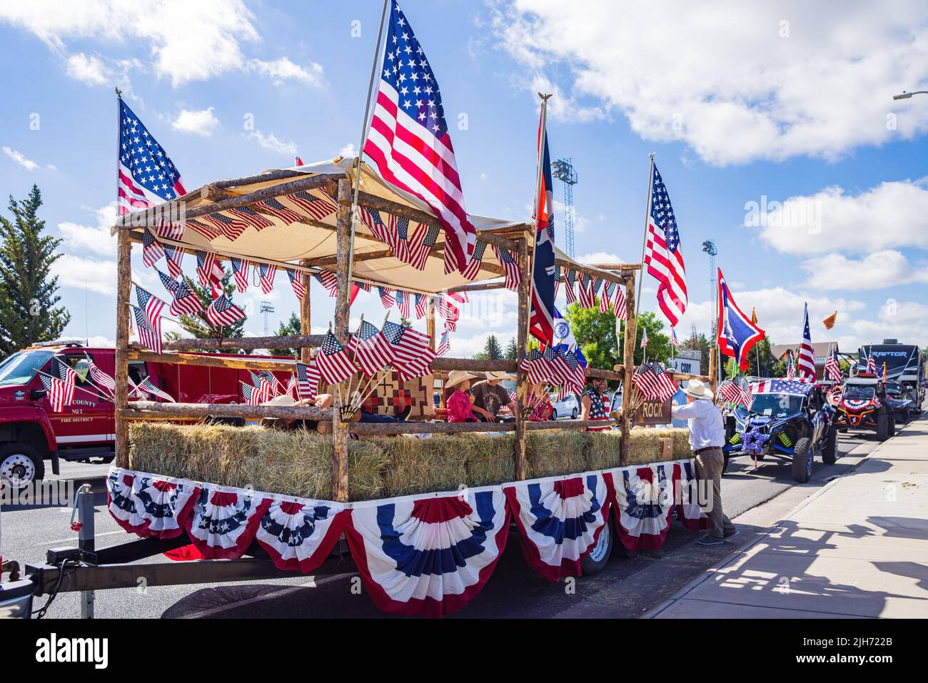 Wyoming, JUL 4 2022 - Sunny view of the famous Cody Stampede Parade ...