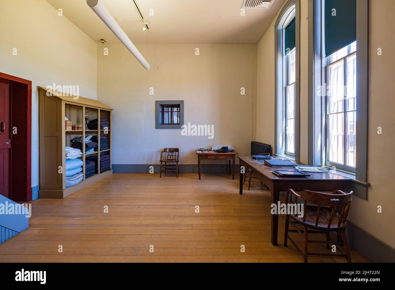 Wyoming, JUL 9 2022 - Interior view of the Wyoming Territorial Prison ...