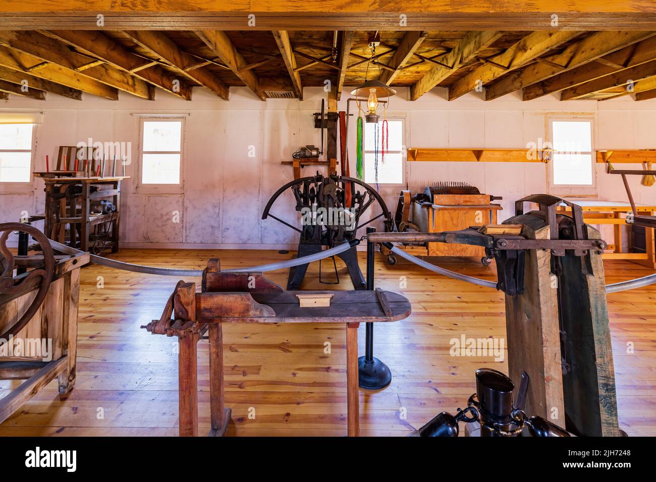 Wyoming, JUL 9 2022 - Interior view of the Wyoming Territorial Prison ...