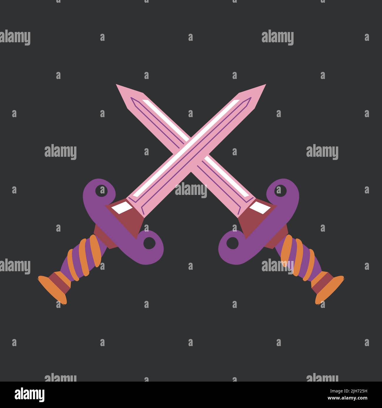 Magic cards, crossed swords, fight battle vector Stock Vector Image ...