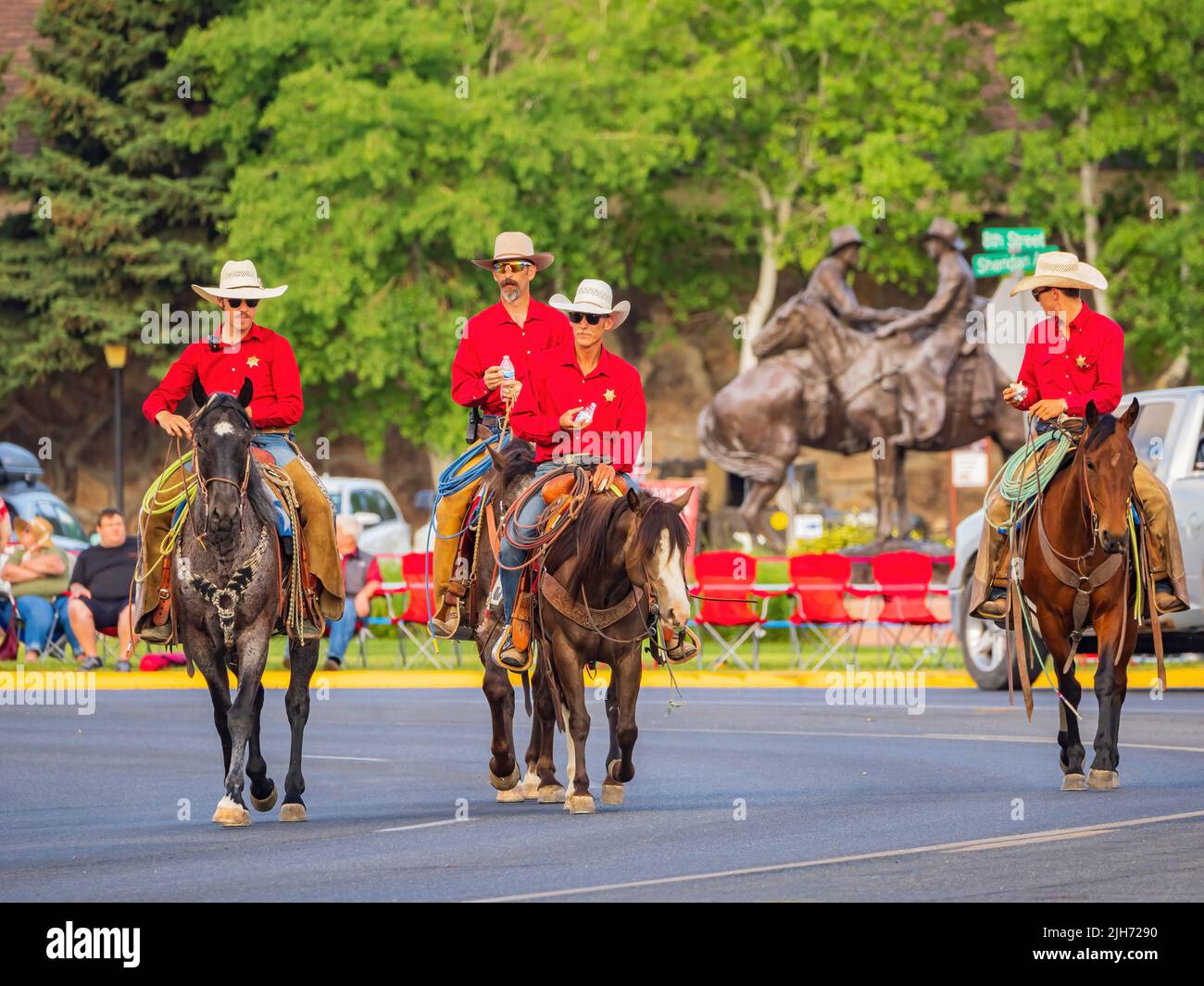 Wyoming, JUL 4 2022 - Sunny view of the famous Cody Stampede Parade ...