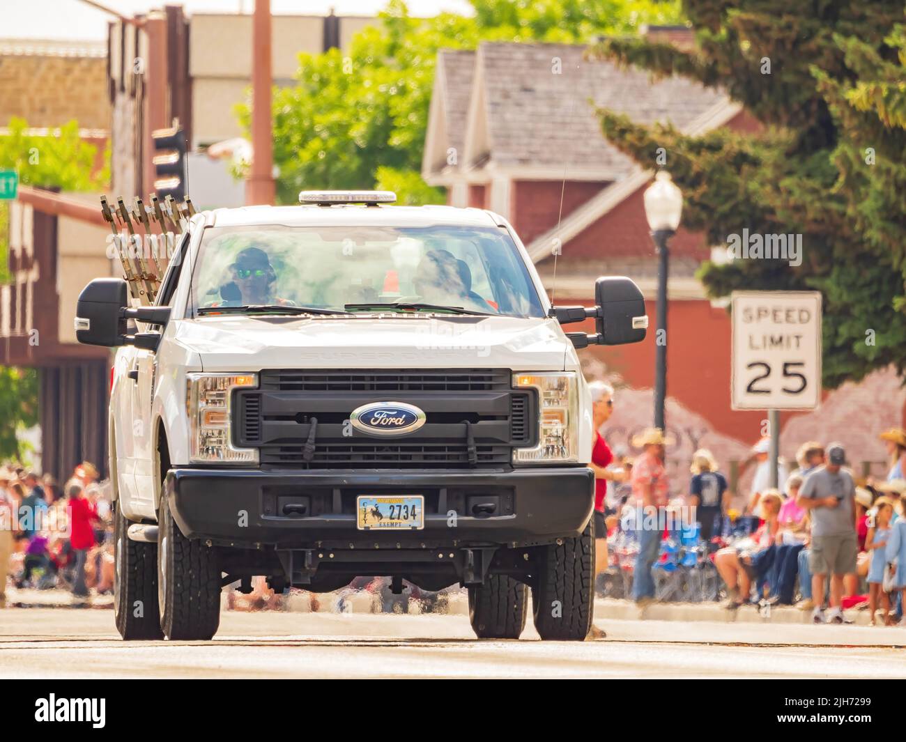 Wyoming, JUL 4 2022 - Sunny view of the famous Cody Stampede Parade ...