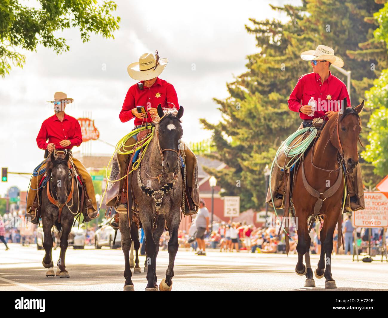 Wyoming, JUL 4 2022 - Sunny view of the famous Cody Stampede Parade ...