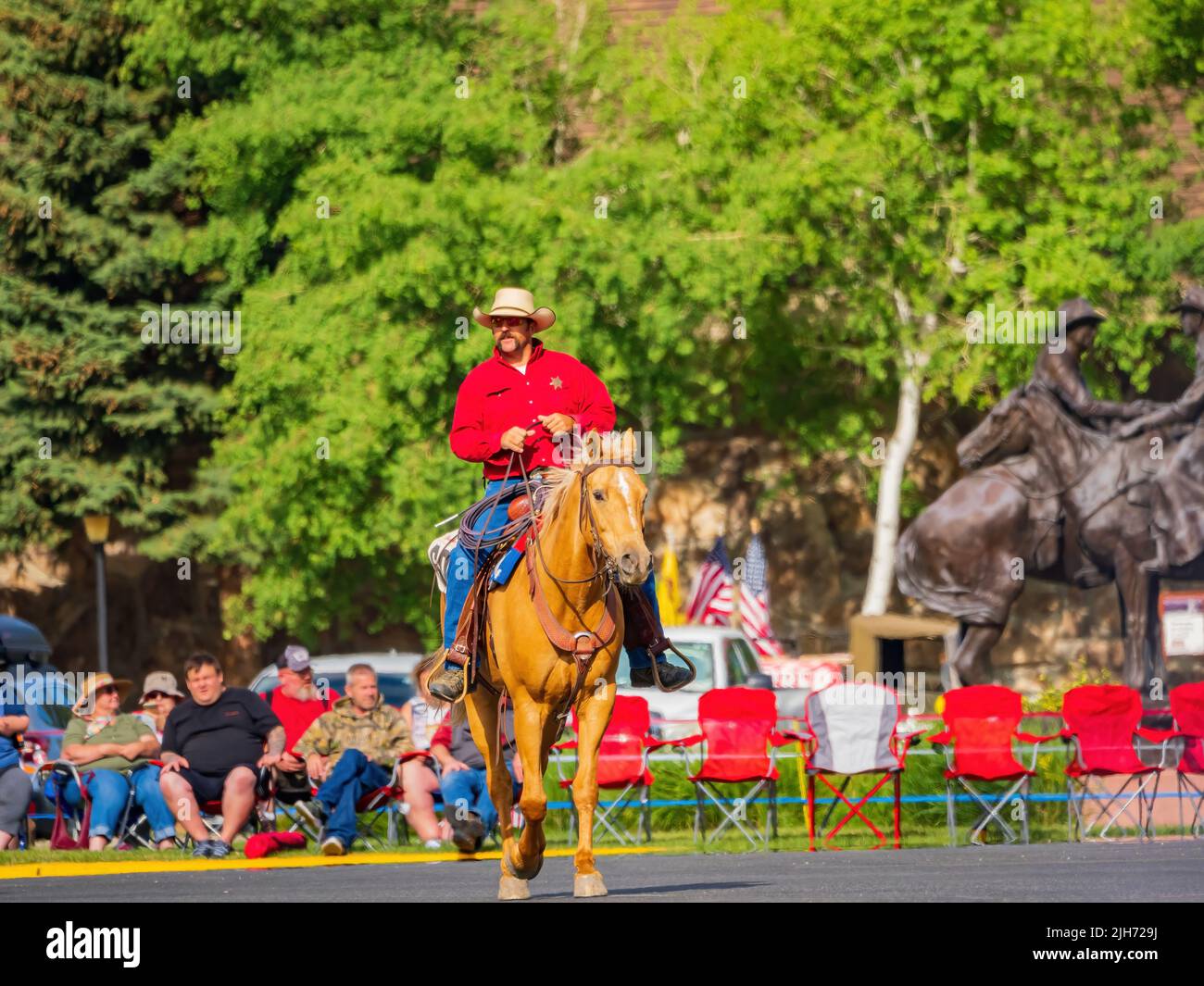Wyoming, JUL 4 2022 - Sunny view of the famous Cody Stampede Parade ...