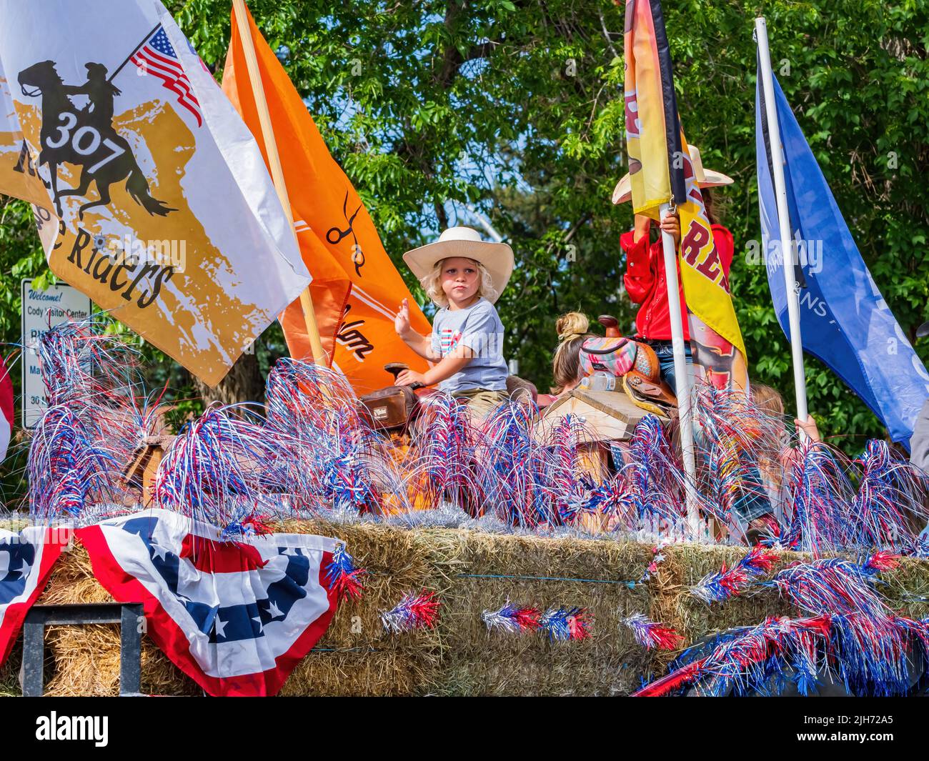 Wyoming, JUL 4 2022 - Sunny view of the famous Cody Stampede Parade ...