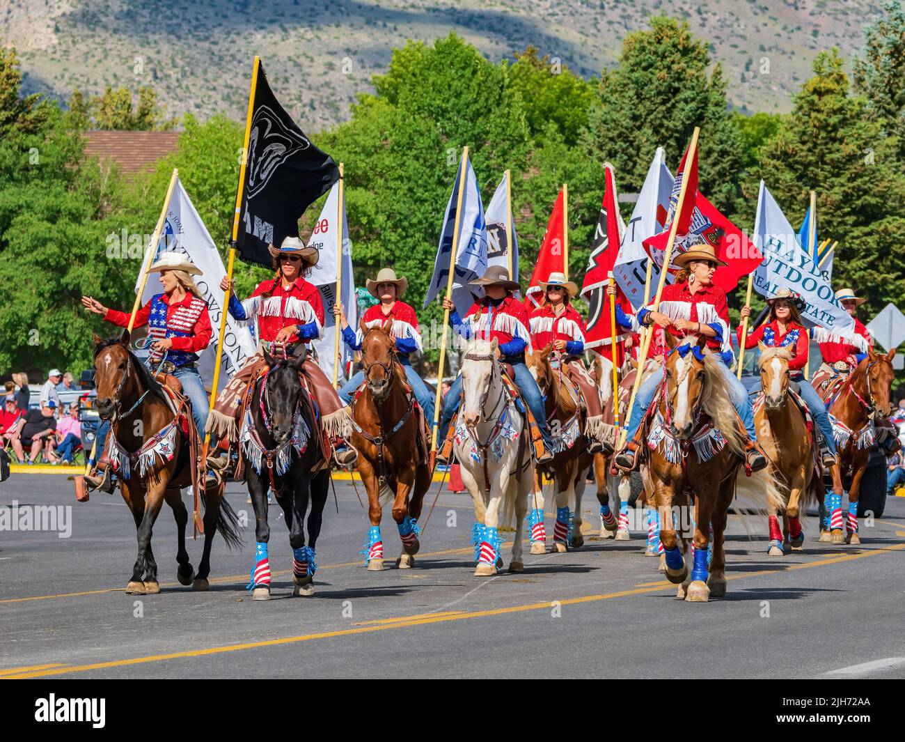 Wyoming, JUL 4 2022 - Sunny view of the famous Cody Stampede Parade ...