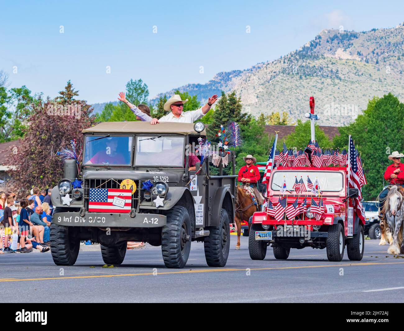 Wyoming, JUL 4 2022 - Sunny view of the famous Cody Stampede Parade ...