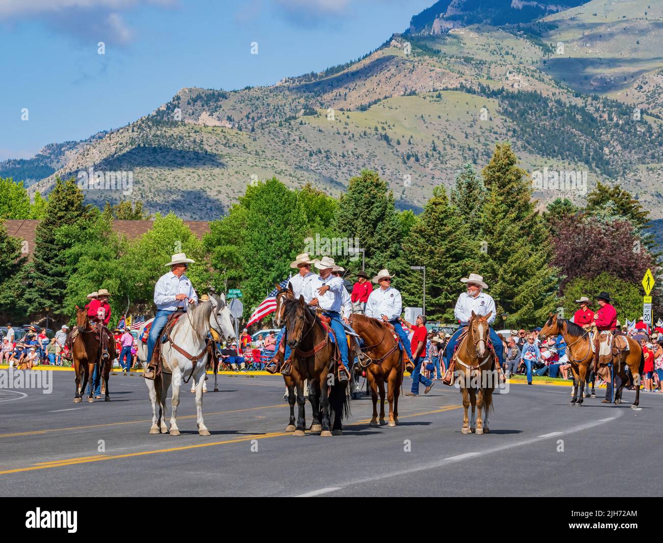 Wyoming, JUL 4 2022 - Sunny view of the famous Cody Stampede Parade ...