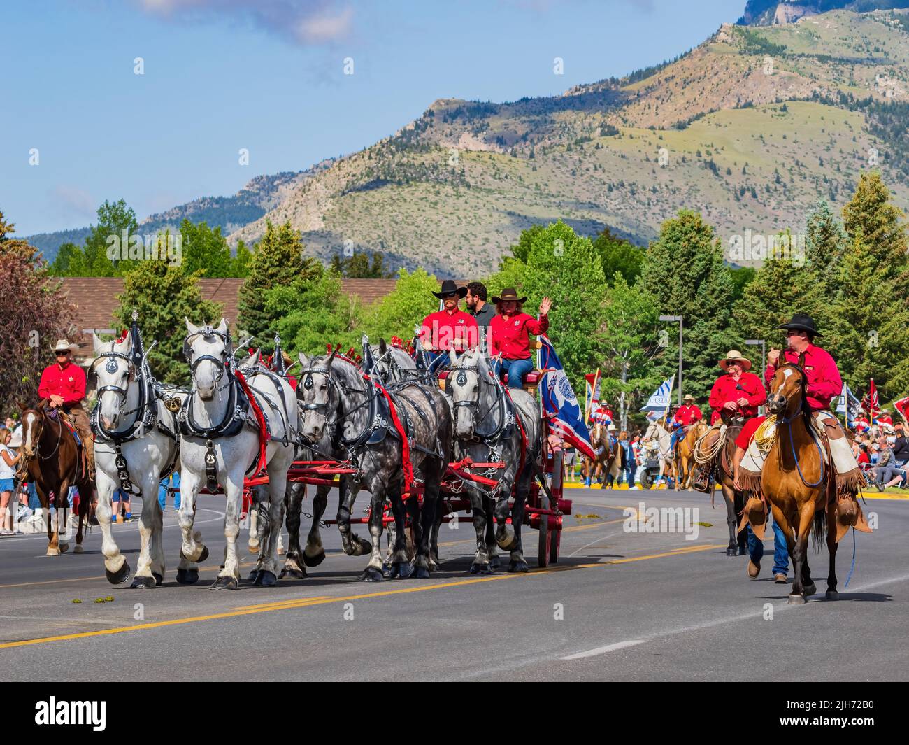 Wyoming, JUL 4 2022 - Sunny view of the famous Cody Stampede Parade ...