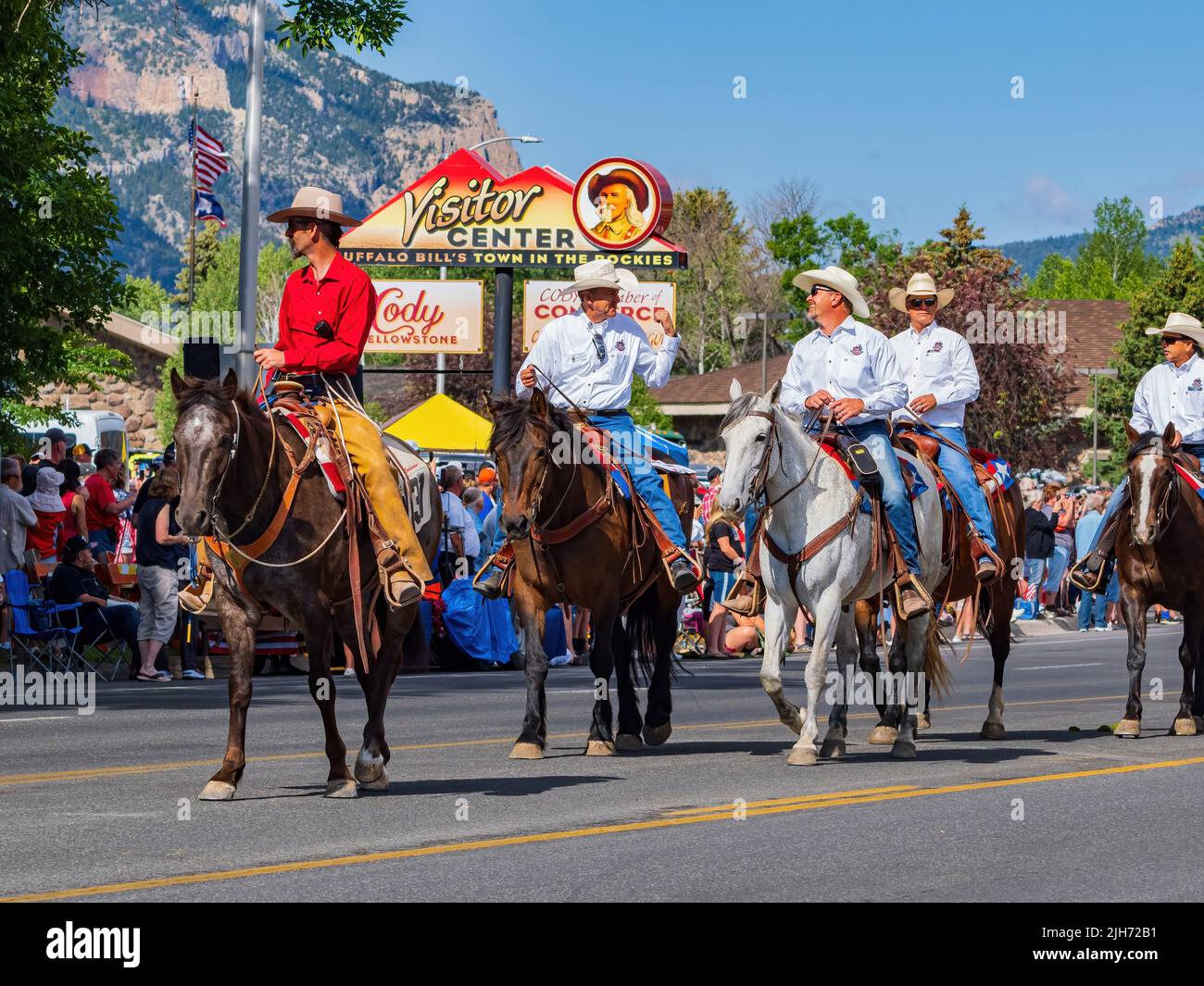 Wyoming, JUL 4 2022 - Sunny view of the famous Cody Stampede Parade ...