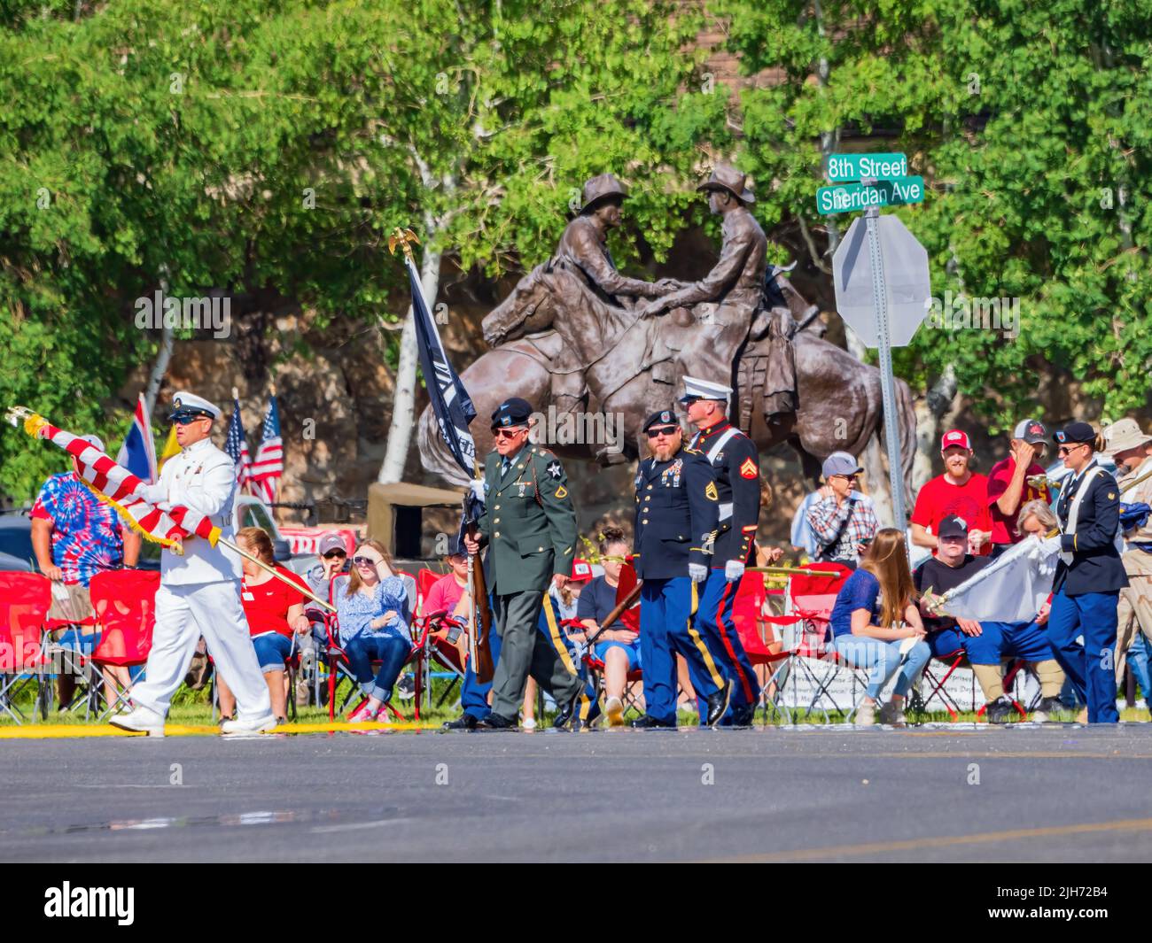 Wyoming, JUL 4 2022 - Sunny view of the famous Cody Stampede Parade ...
