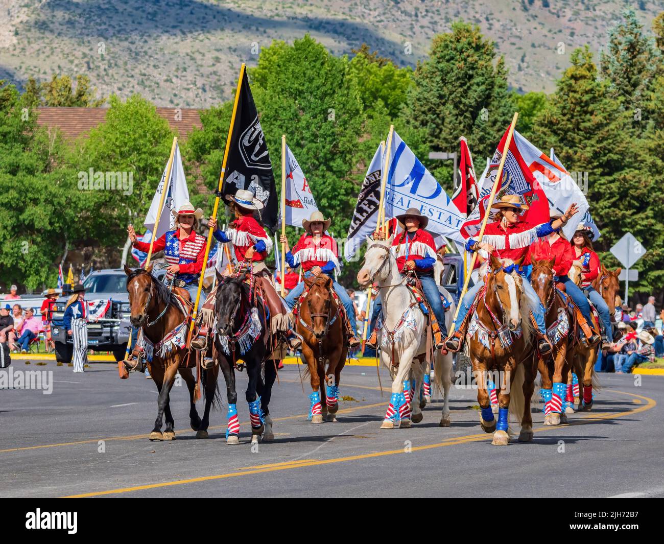 Wyoming, JUL 4 2022 - Sunny view of the famous Cody Stampede Parade ...