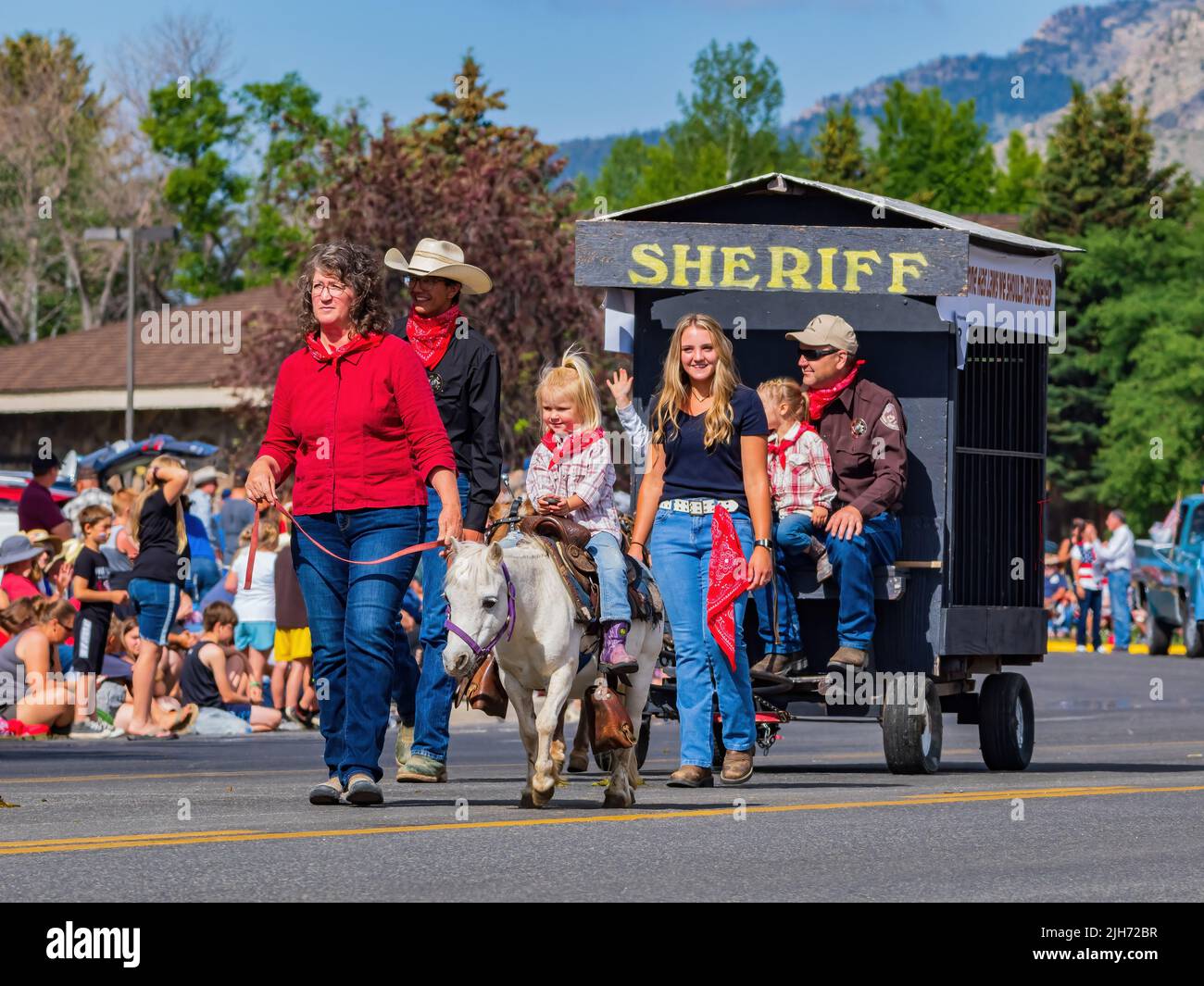 Wyoming, JUL 4 2022 - Sunny view of the famous Cody Stampede Parade ...