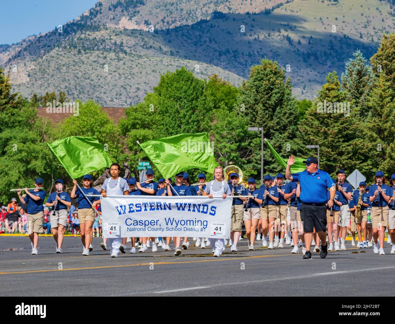 Wyoming, JUL 4 2022 - Sunny view of the famous Cody Stampede Parade ...