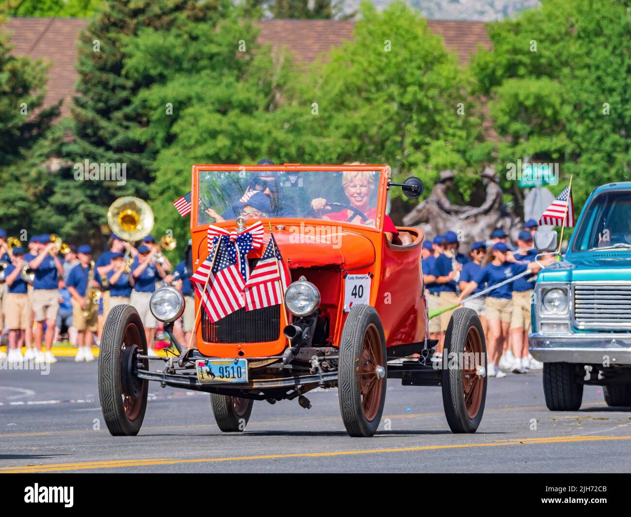Wyoming, JUL 4 2022 - Sunny view of the famous Cody Stampede Parade ...