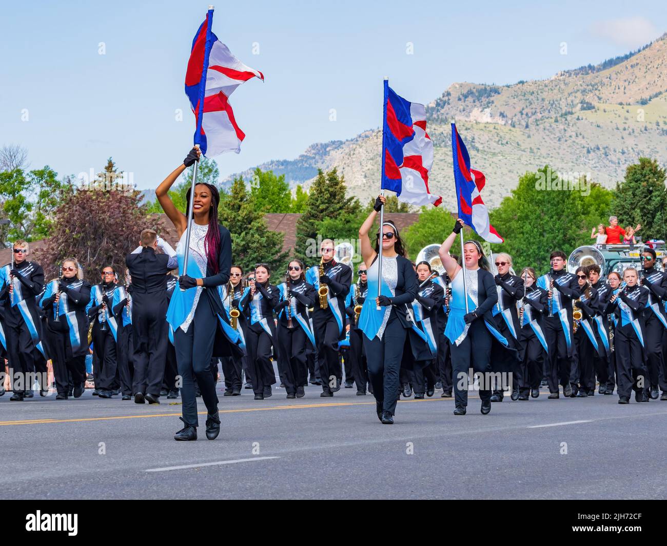 Wyoming, JUL 4 2022 - Sunny view of the famous Cody Stampede Parade ...