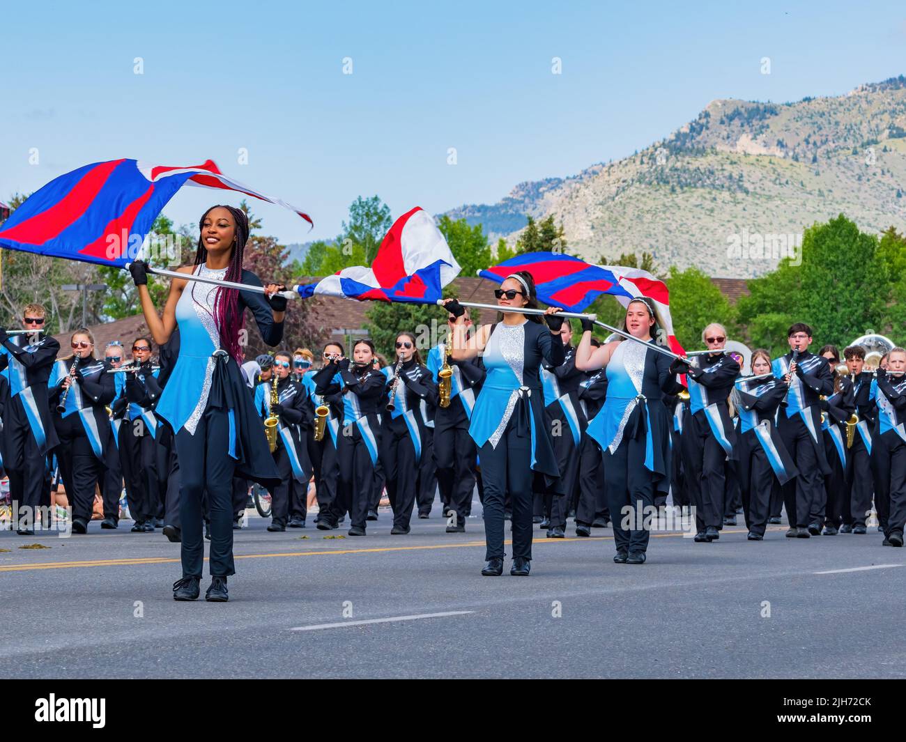 Wyoming, JUL 4 2022 - Sunny view of the famous Cody Stampede Parade ...