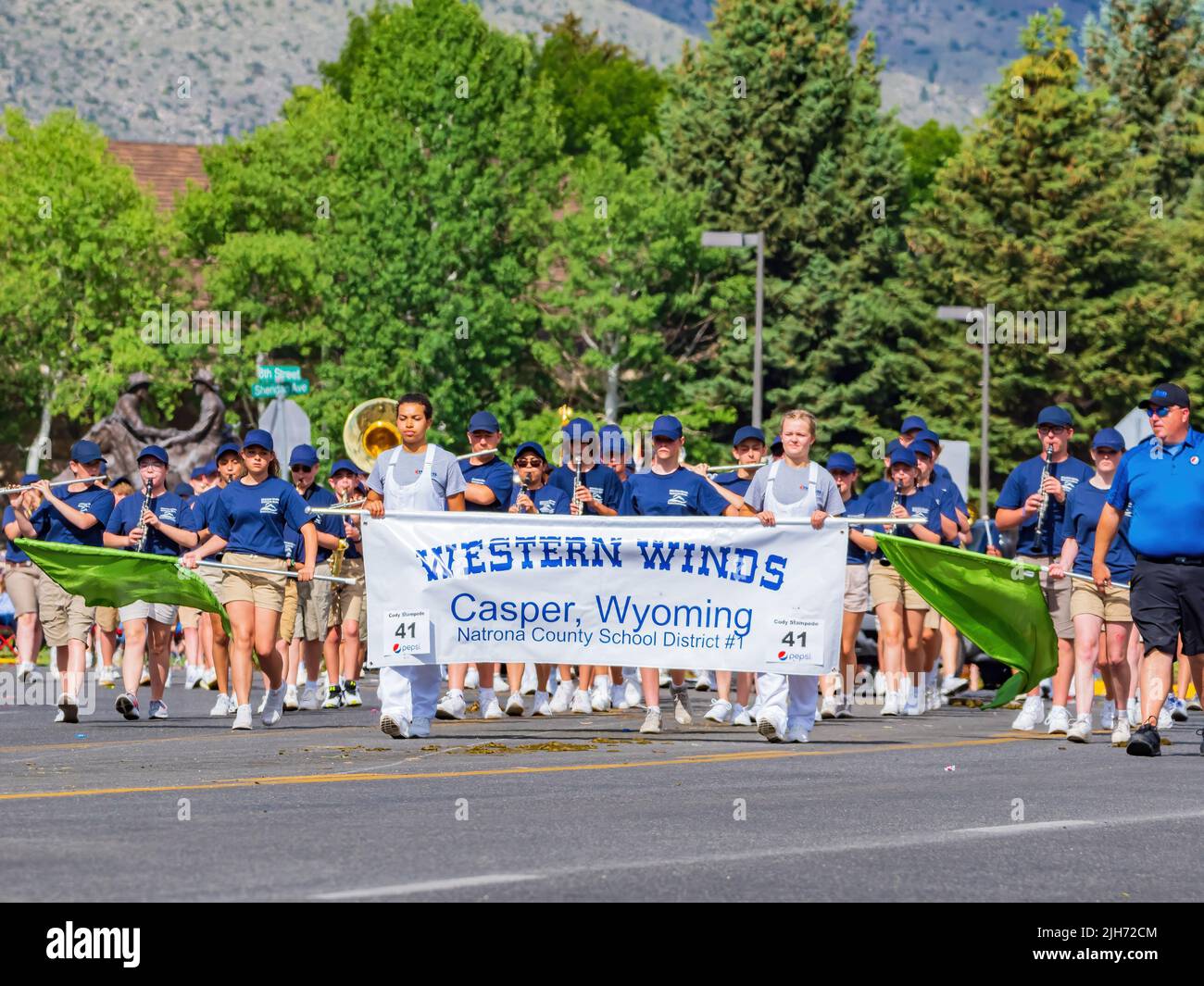 Wyoming, JUL 4 2022 - Sunny view of the famous Cody Stampede Parade ...