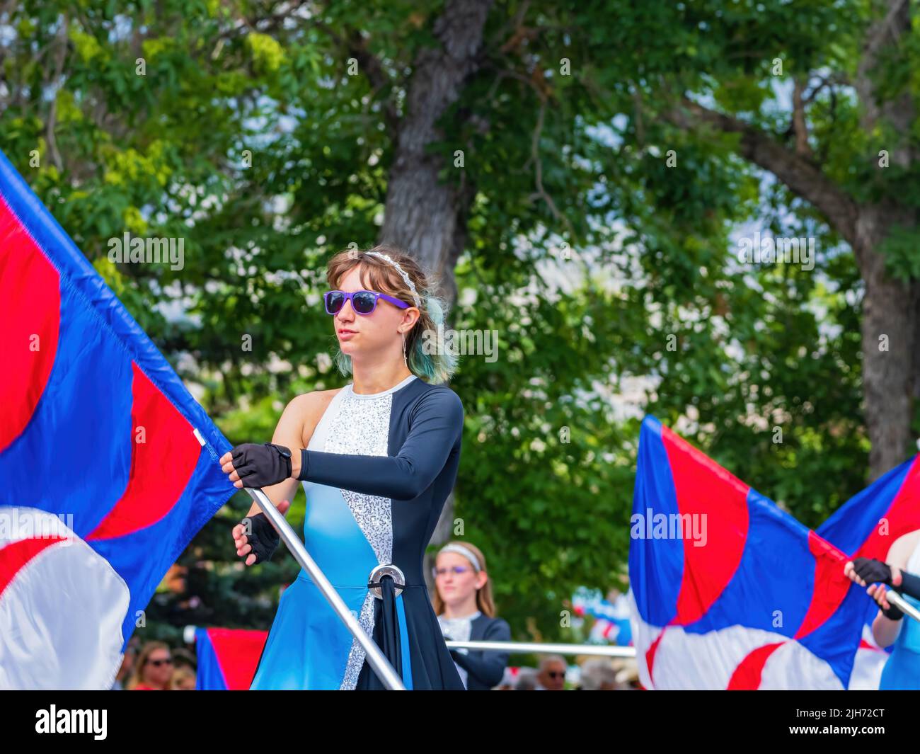 Wyoming, JUL 4 2022 - Sunny view of the famous Cody Stampede Parade ...