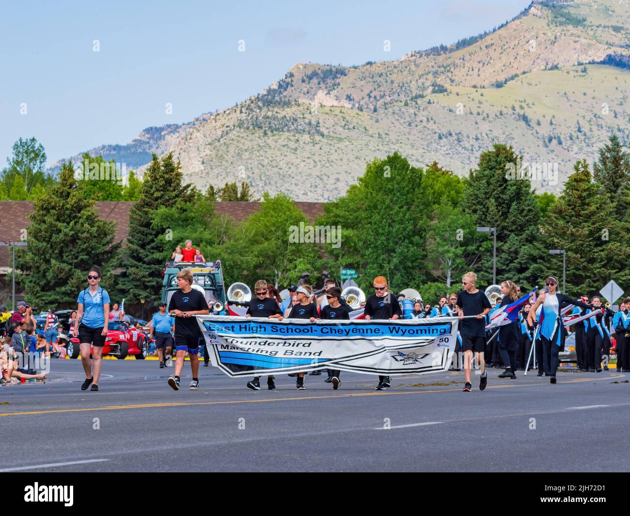 Wyoming, JUL 4 2022 - Sunny view of the famous Cody Stampede Parade ...