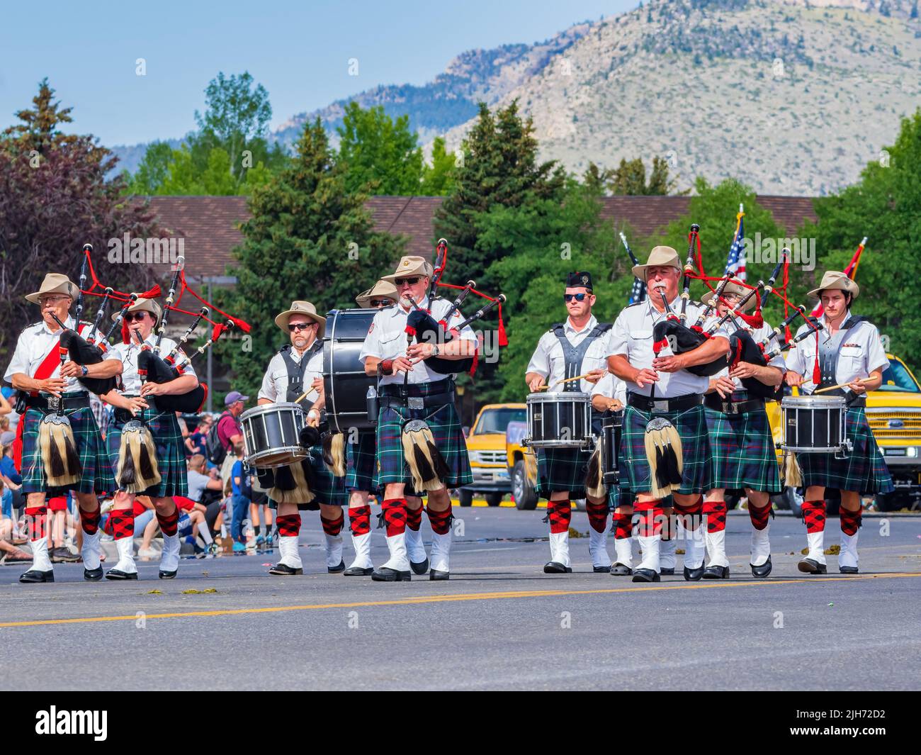Wyoming, JUL 4 2022 - Sunny view of the famous Cody Stampede Parade ...