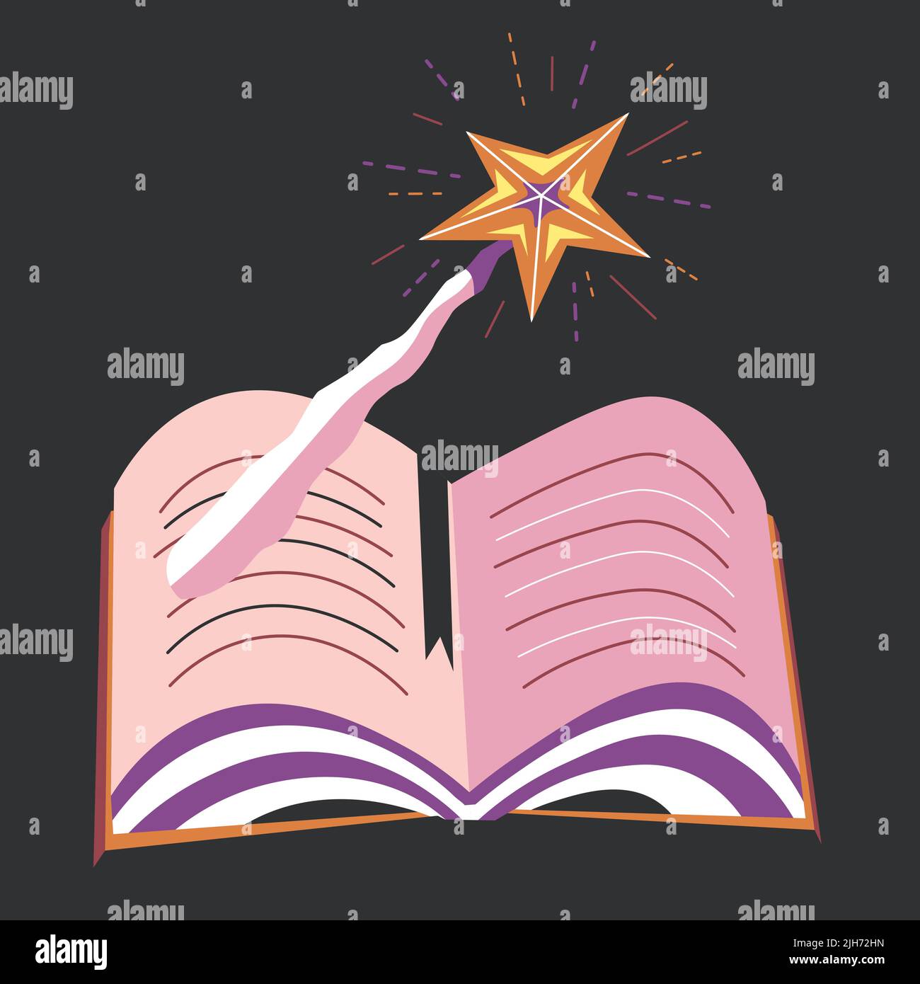 Book with spells, magic wand and textbook vector Stock Vector Image ...