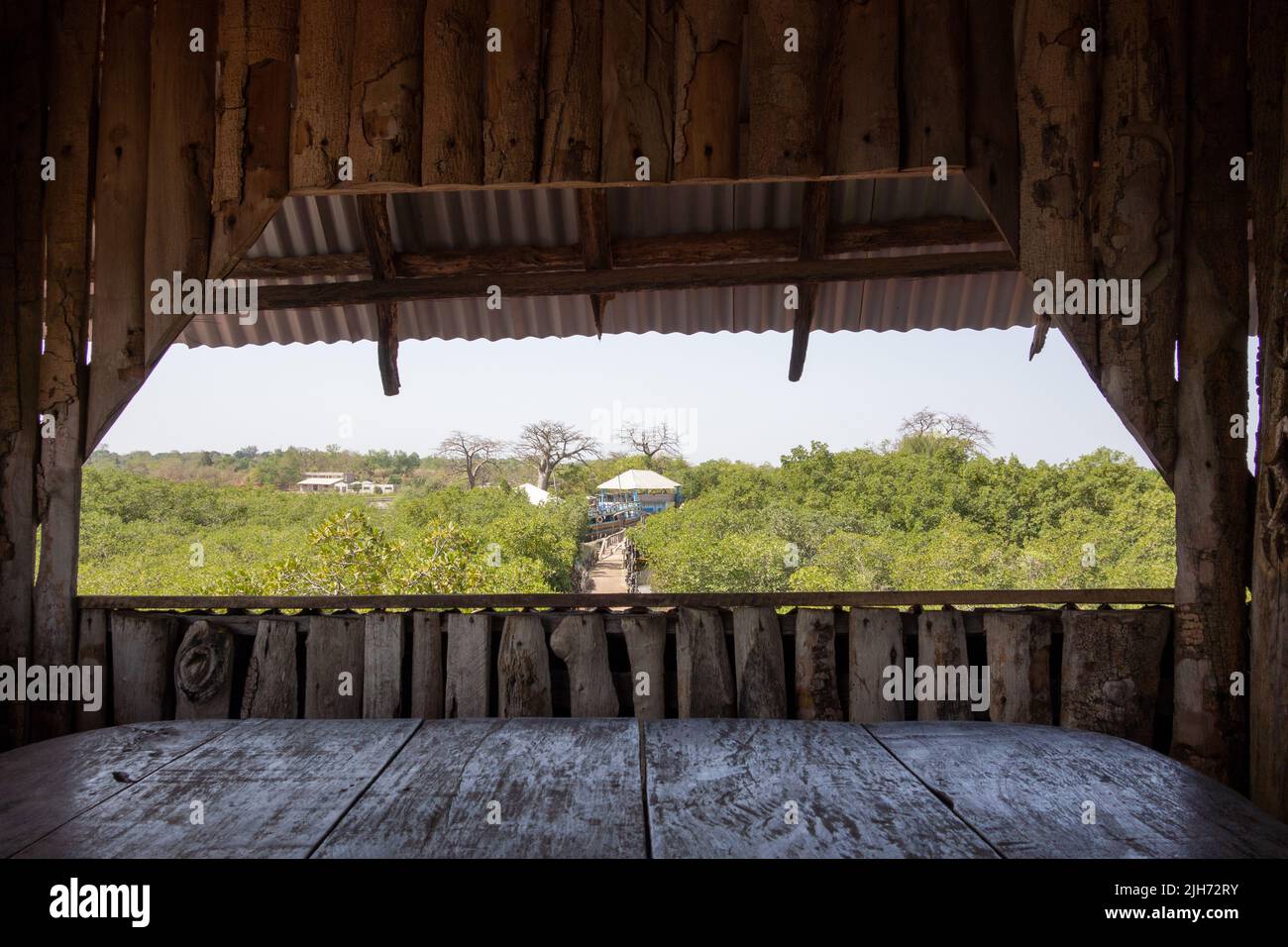 LAMIN, THE GAMBIA - FEBRUARY 6, 2022 view from the top of the watch ...