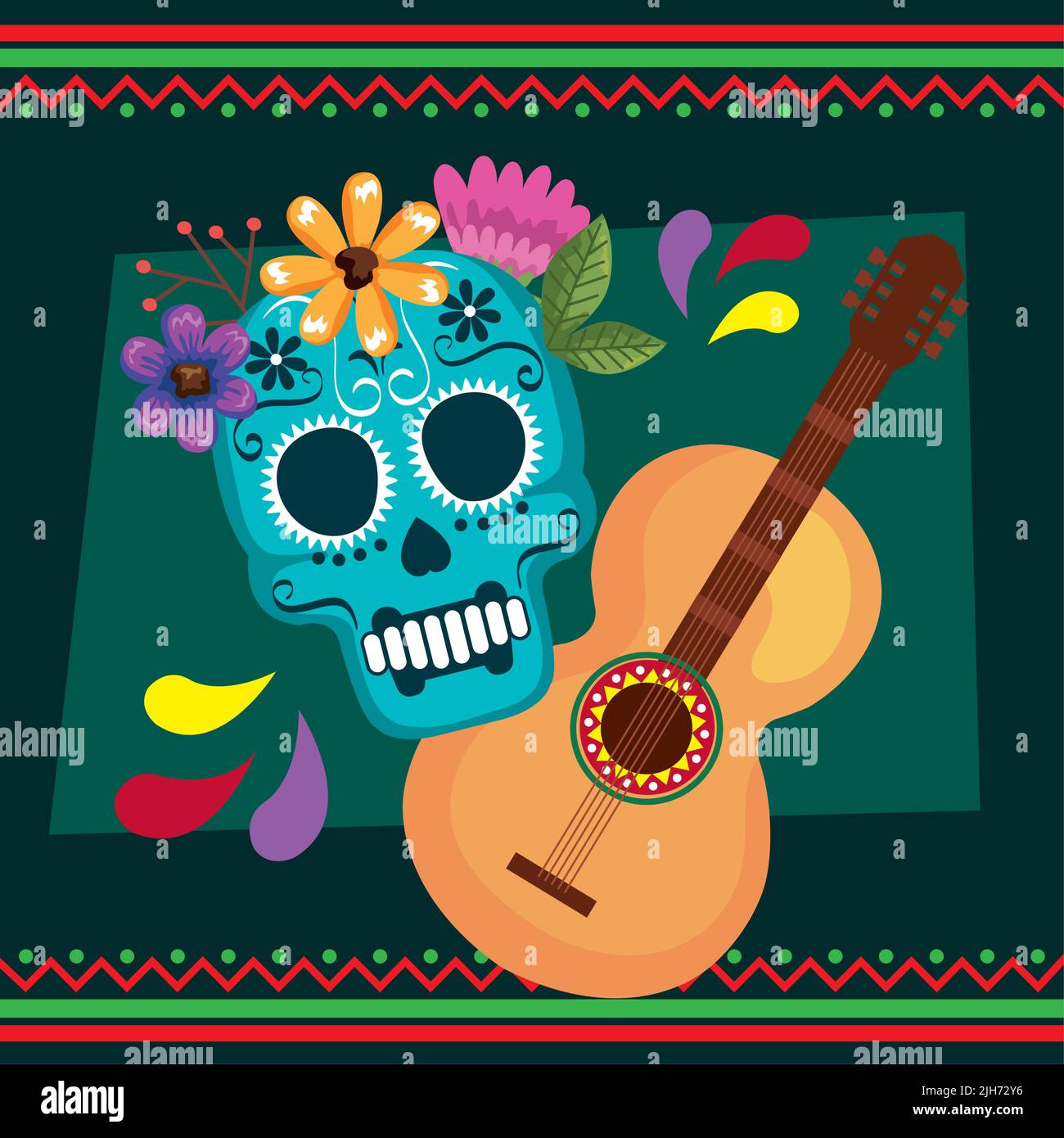 mexican celebration with blue skull Stock Vector Image & Art - Alamy