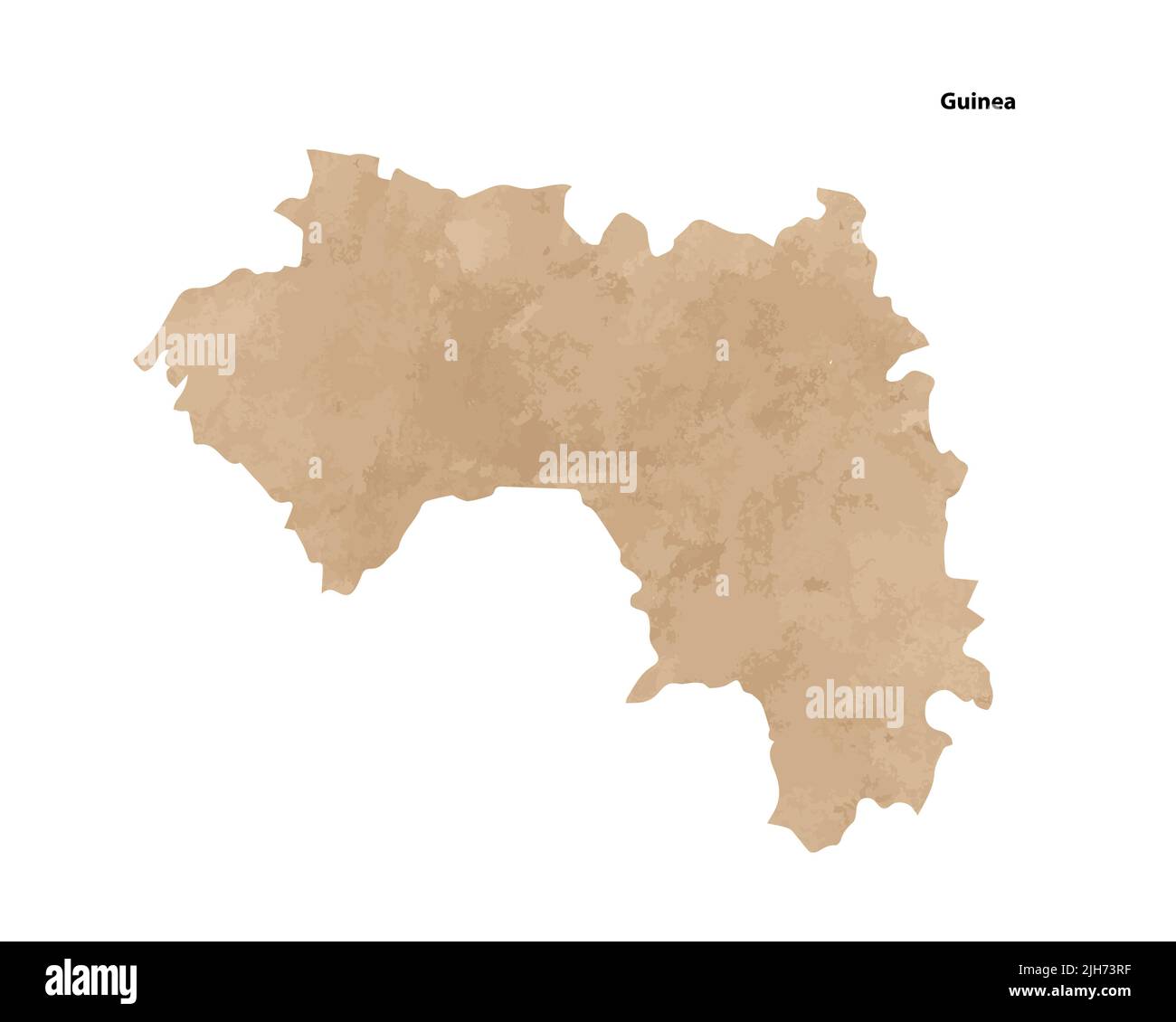 Old vintage paper textured map of Guinea Country - Vector illustration ...