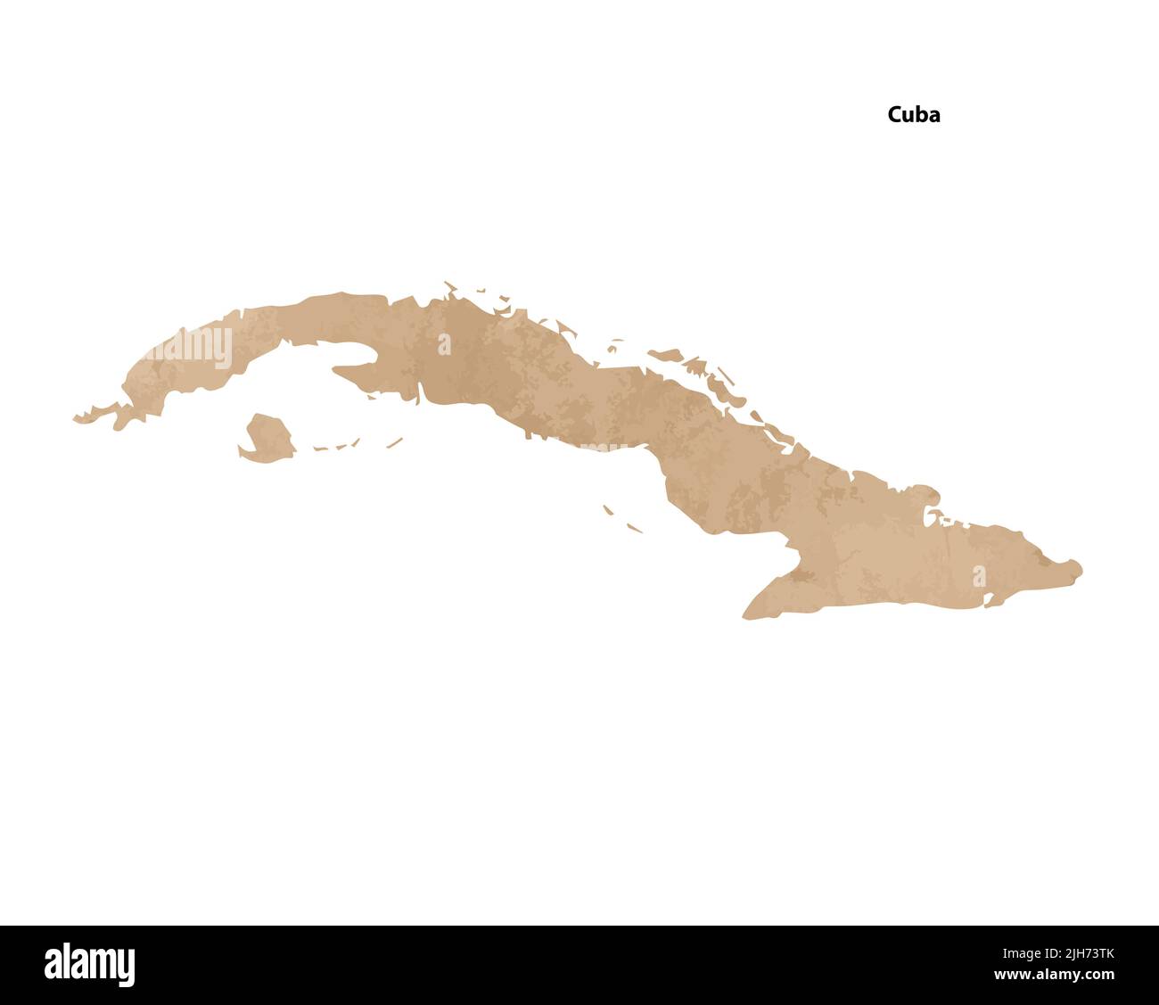 Old vintage paper textured map of Cuba Country - Vector illustration ...