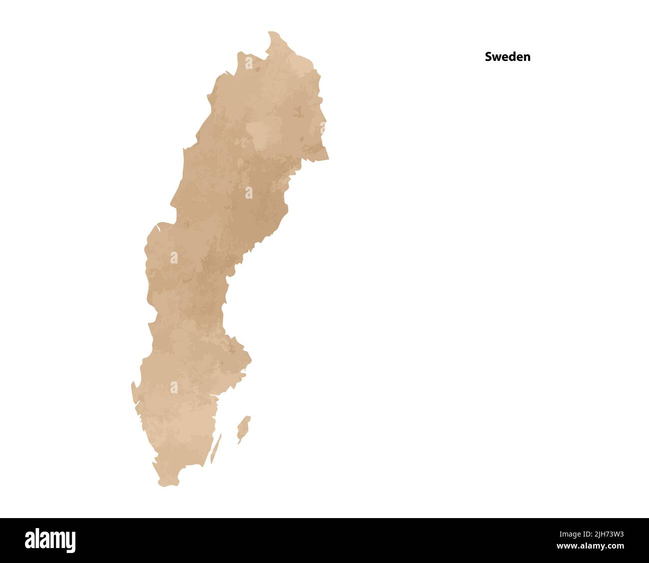 Old vintage paper textured map of Sweden Country - Vector illustration ...