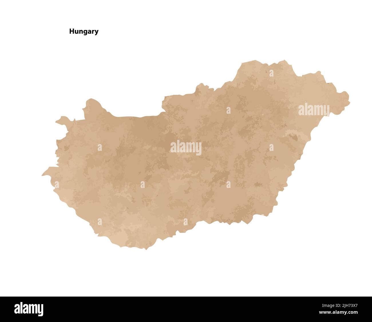 Old vintage paper textured map of Hungary Country - Vector illustration ...
