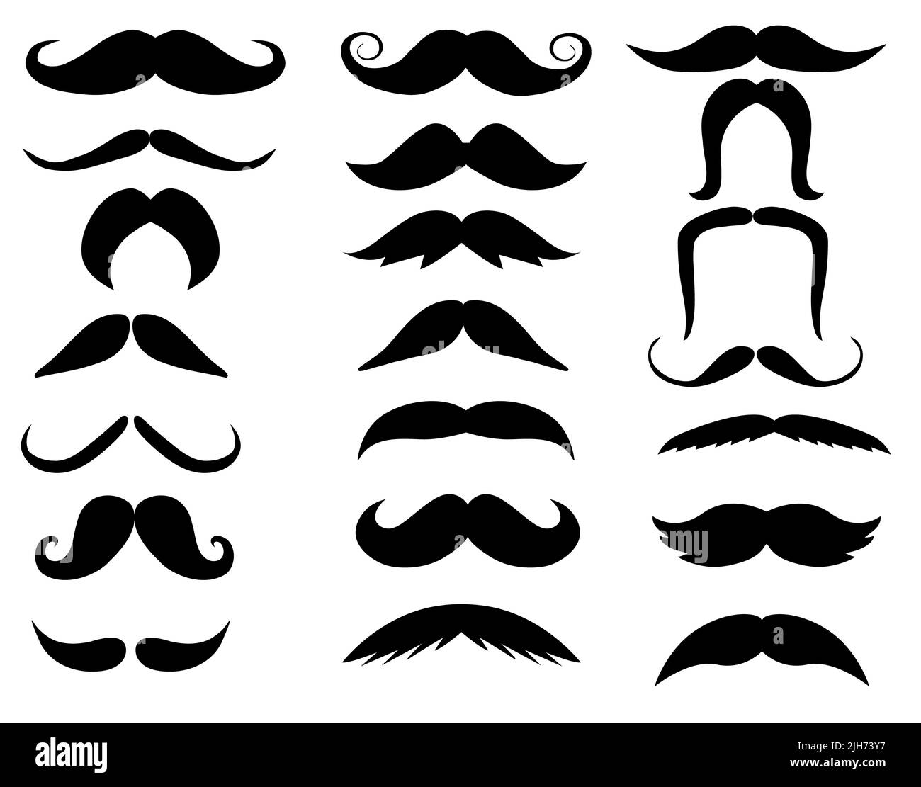 black sillhouettes of moustache icon on white background. barbershop ...