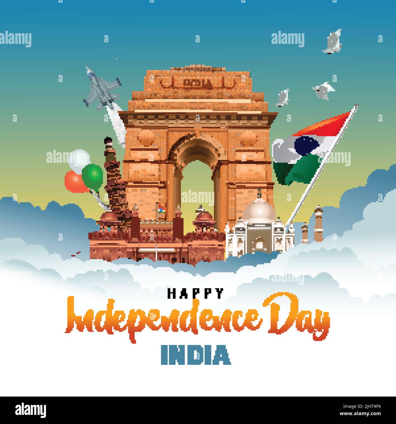 happy independence day India greetings. vector illustration design ...
