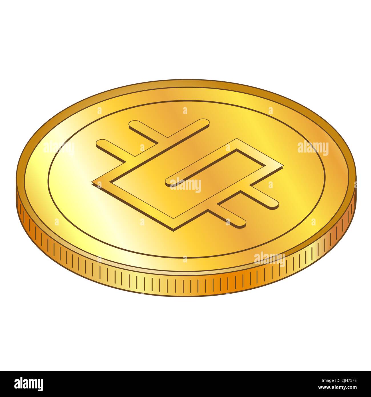 Golden coin Stepn GMT in isometric view isolated on white. Vector ...