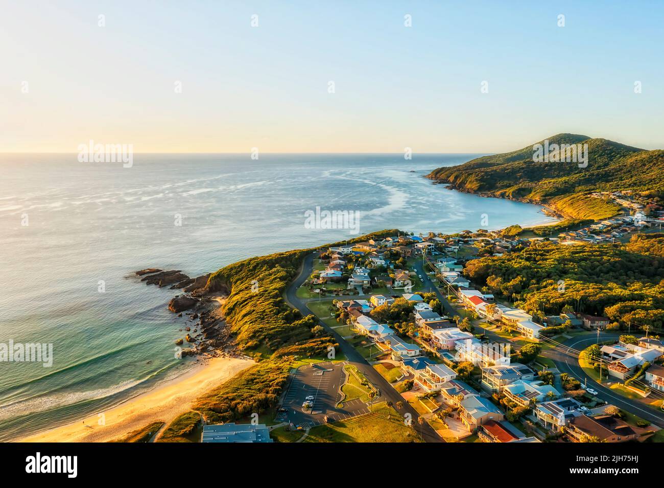 One Mile and Burgess beaches of Forster town on Pacific coast of ...