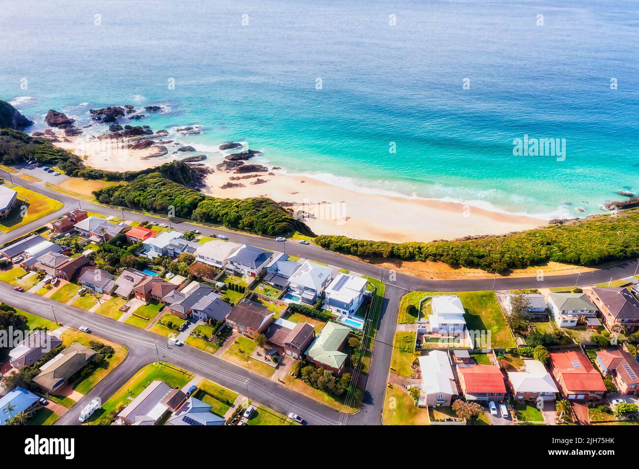 Scenic bay of Burgess beach in Forster town of Australia on Pacific ...