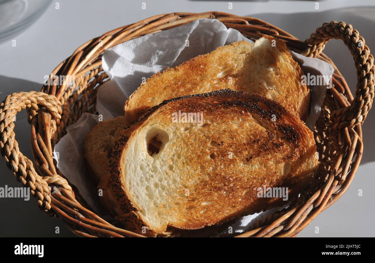 Kastrup/Copenhagen/Denmark/14 July 2022/Brown toasted bread in ...