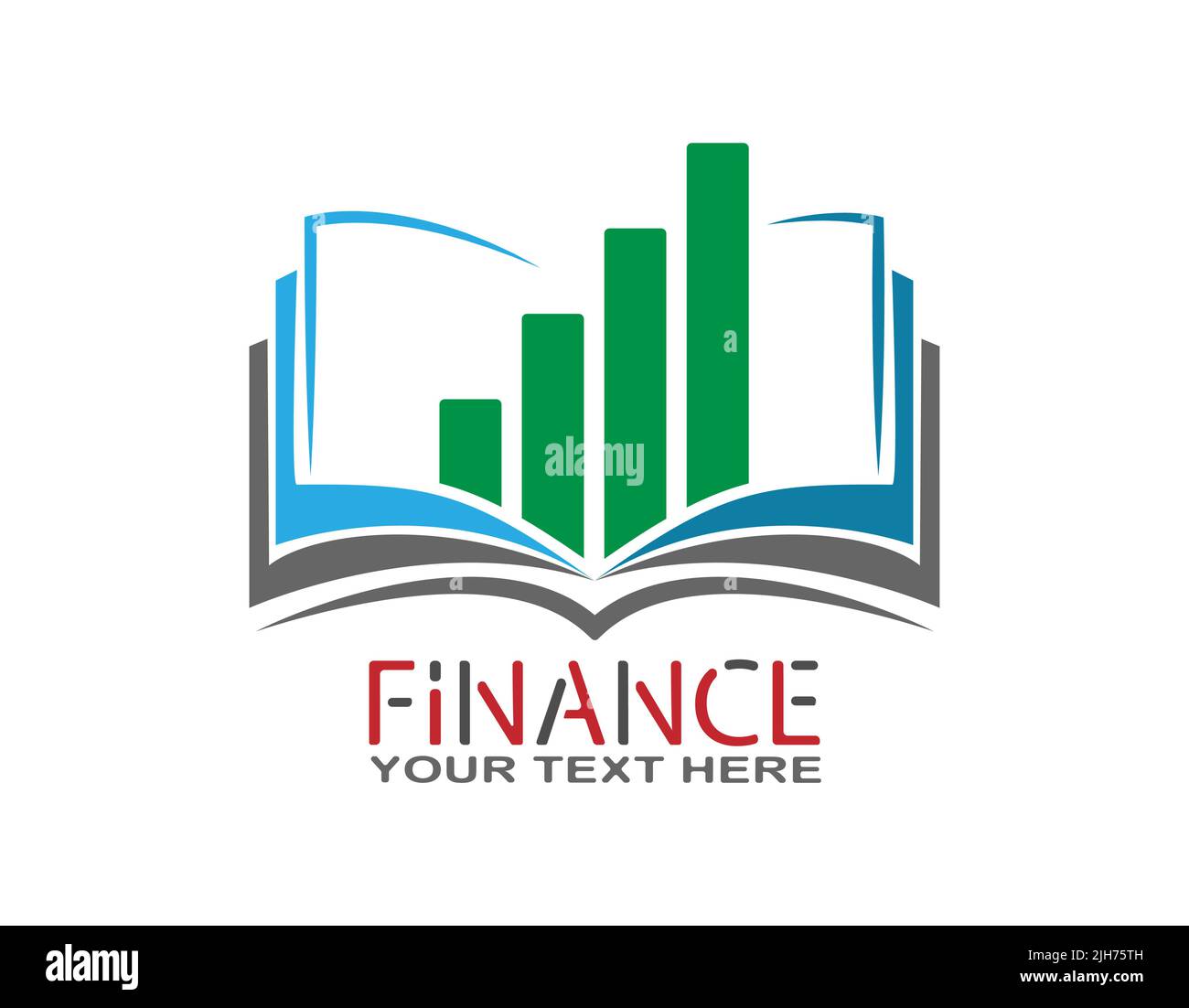 Finance. An open book with a diagram. Logo, brand, or sticker template ...