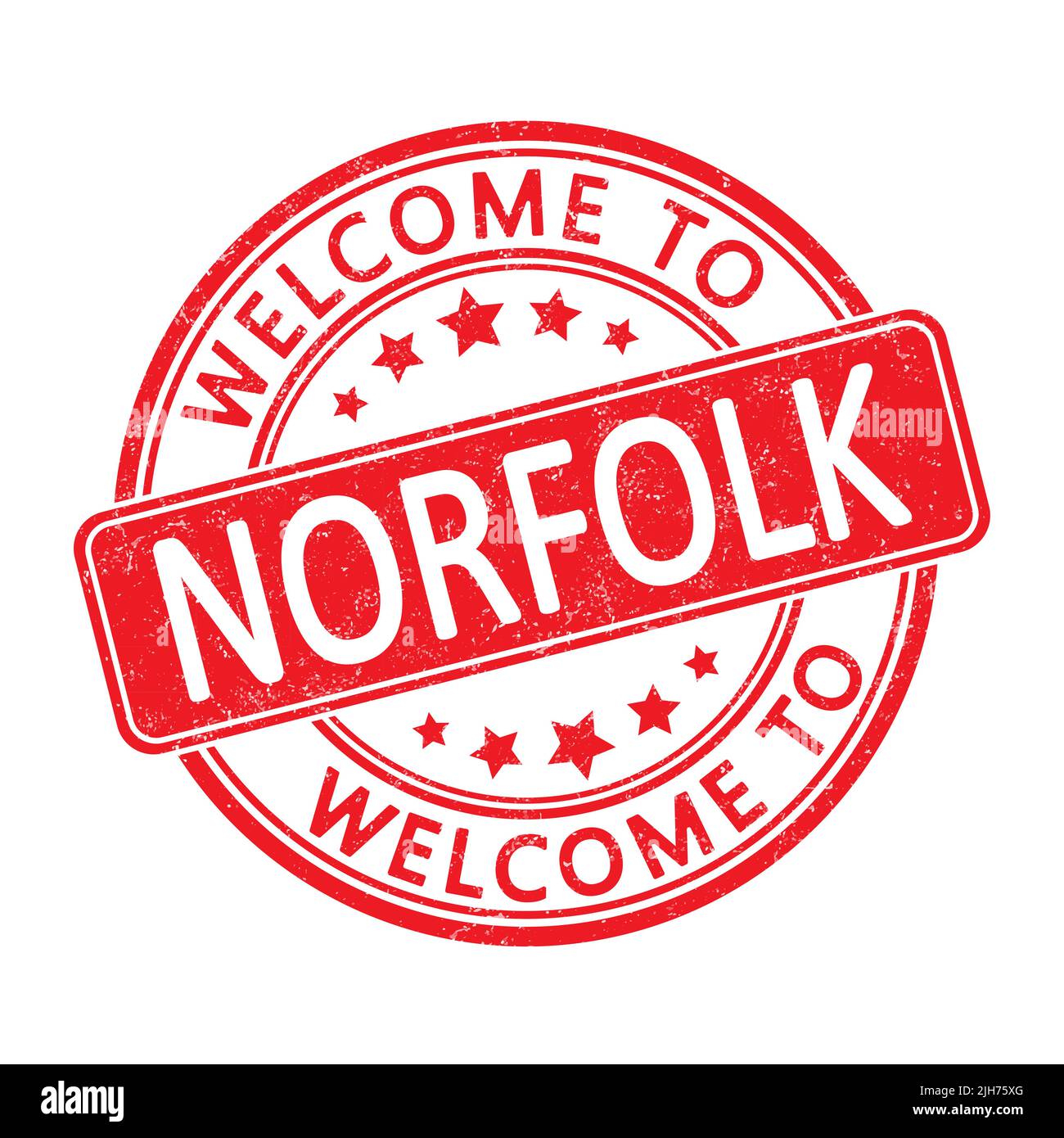 Welcome to NORFOLK. Impression of a round stamp with a scuff. Flat ...